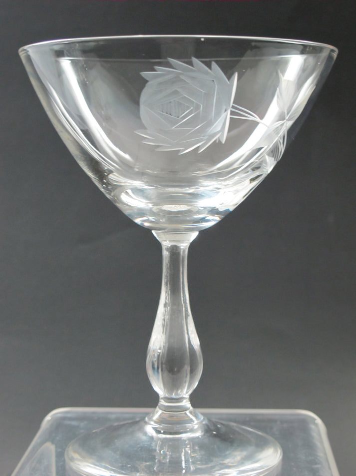 Bryce dessert glass Rose pattern Hand cut Crystal Made in USA Mt Pleas ...