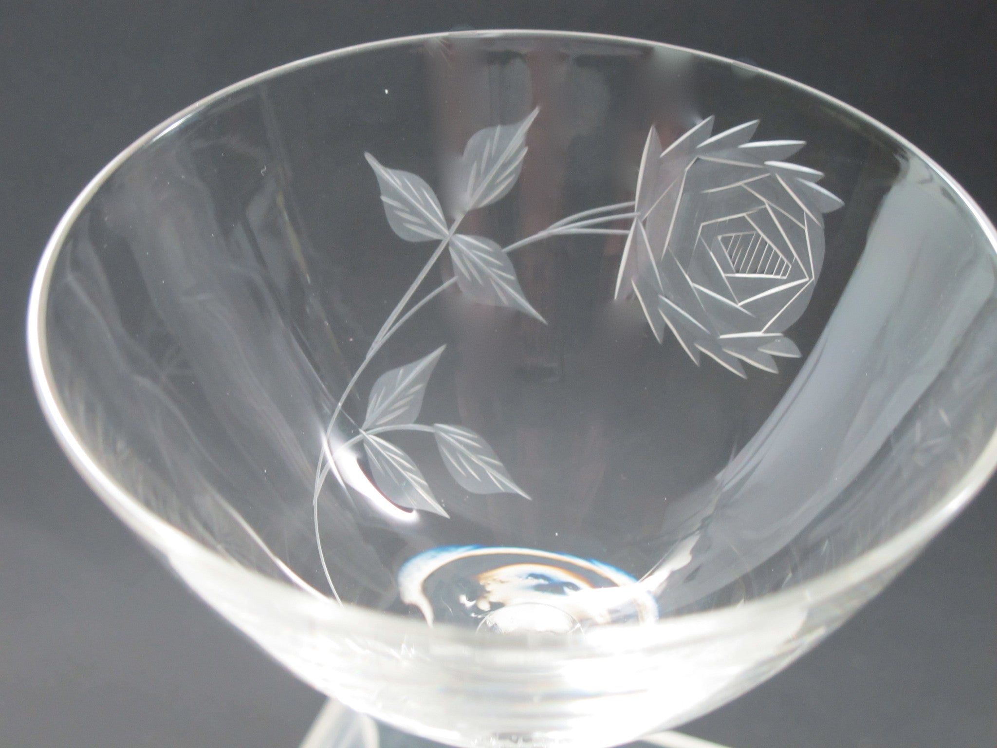 Bryce dessert glass Rose pattern Hand cut Crystal Made in USA Mt Pleas ...